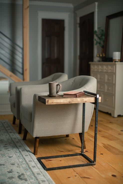 C Shaped Table | Reclaimed Wood Accent Table – Urban Forge