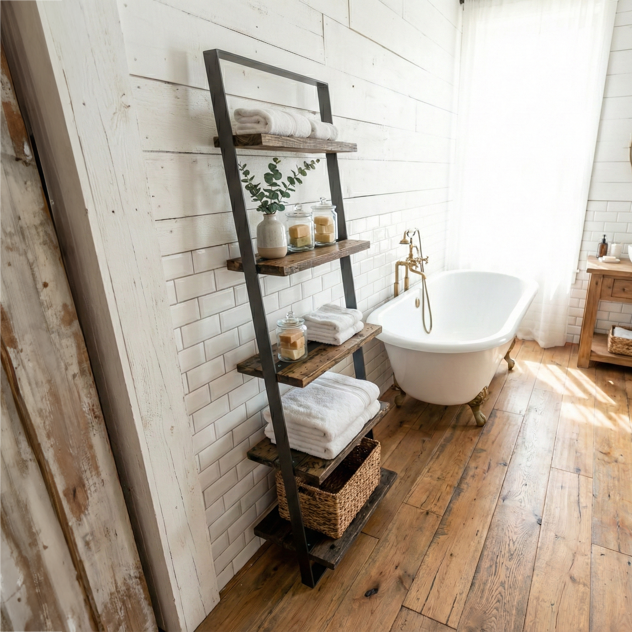 Wrought Iron Ladder Shelf | Rustic Ladder Shelf – Urban Forge
