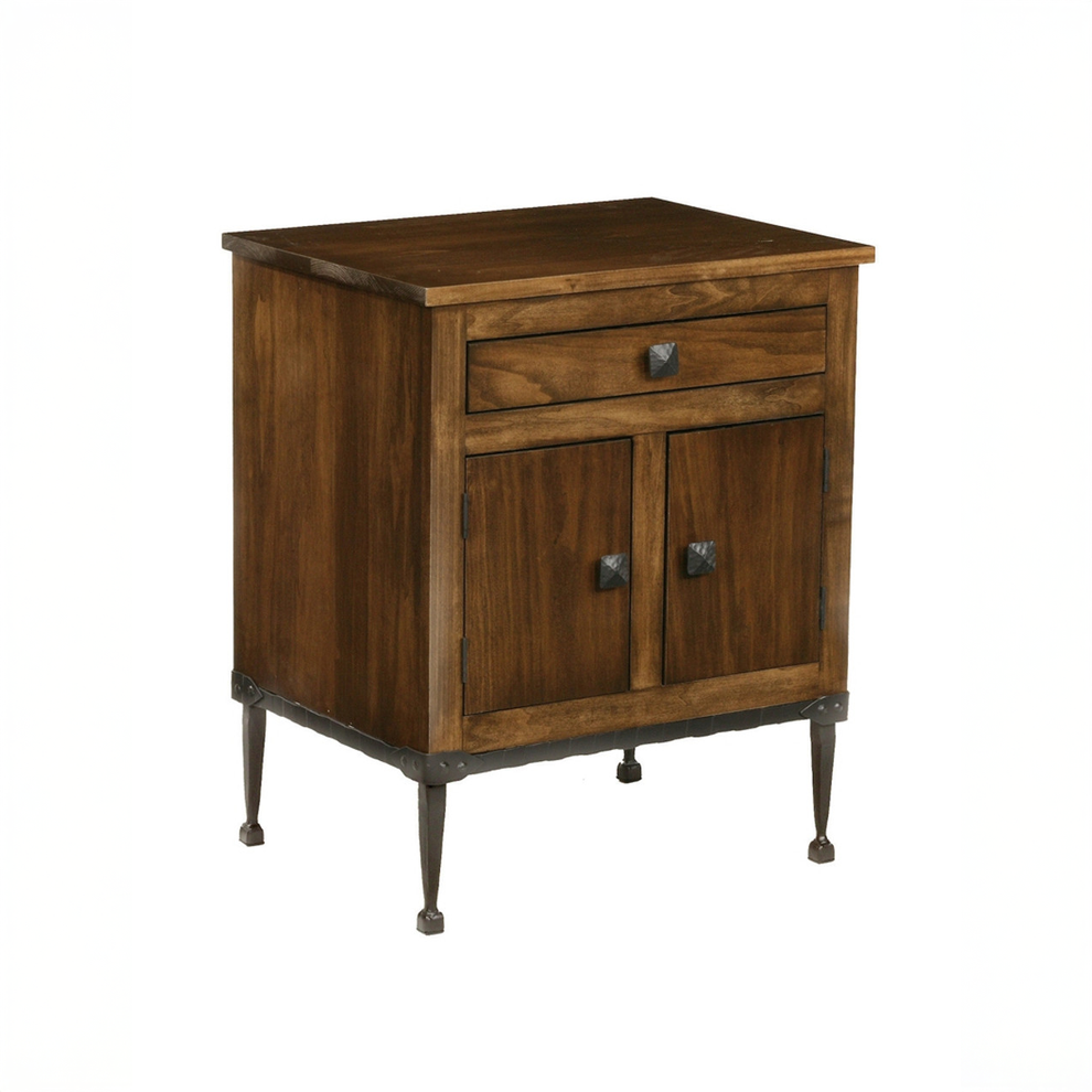 Forest Hill (Linden) Hand Forged Iron Side Table with Walnut Finish ...