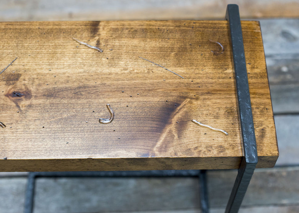 C Shaped Table | Reclaimed Wood Accent Table – Urban Forge