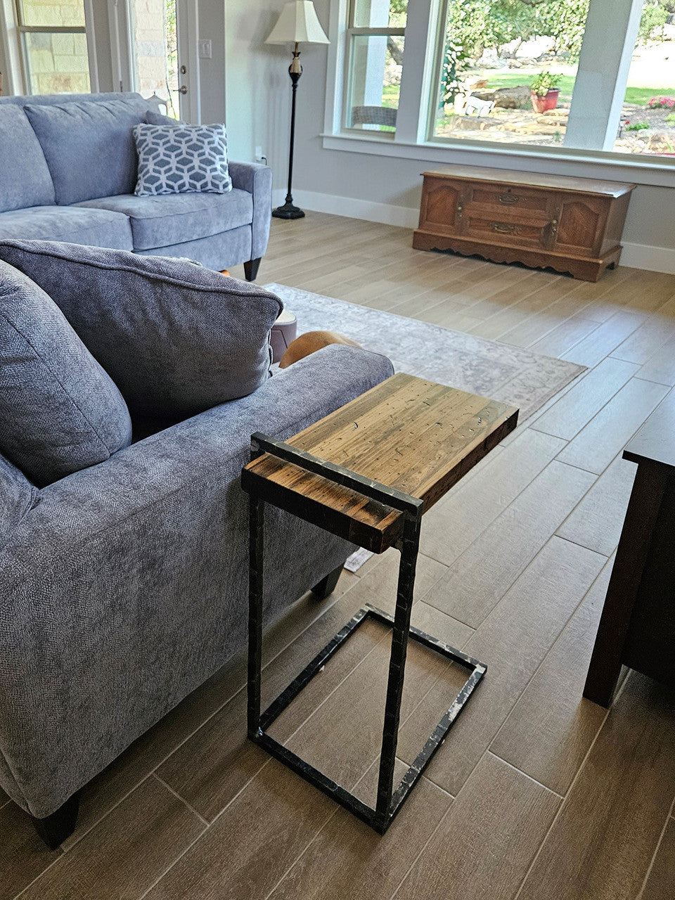 C Shaped Table | Reclaimed Wood Accent Table – Urban Forge